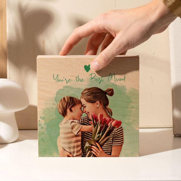 Personalisierbarer Comic Holzblock | Blitzlieferung